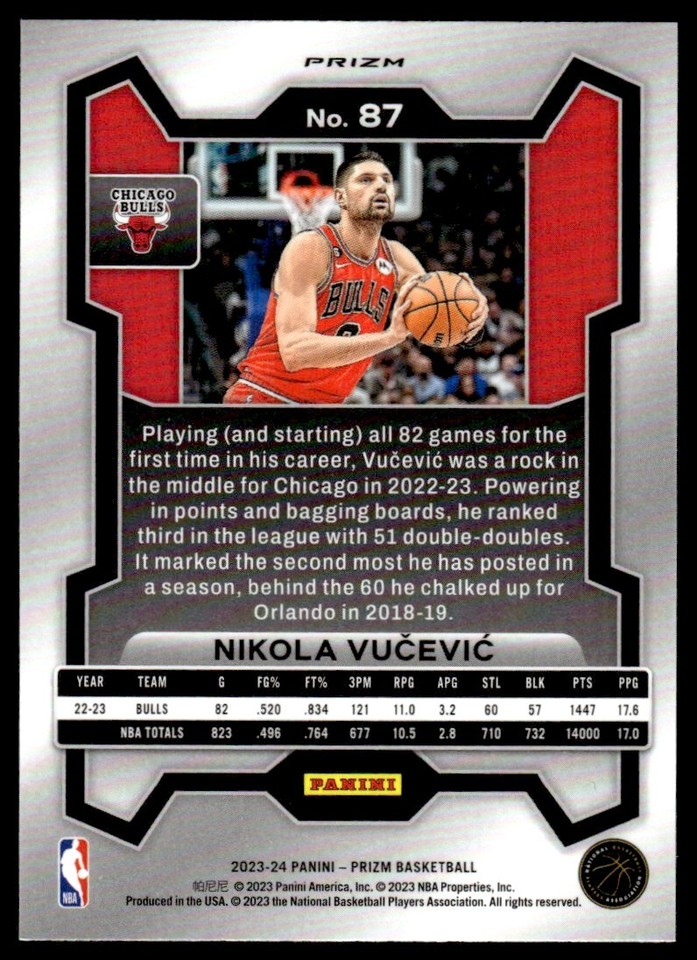 2023-24 Panini Prizm Prizms Ice #87 Nikola Vucevic | eBay