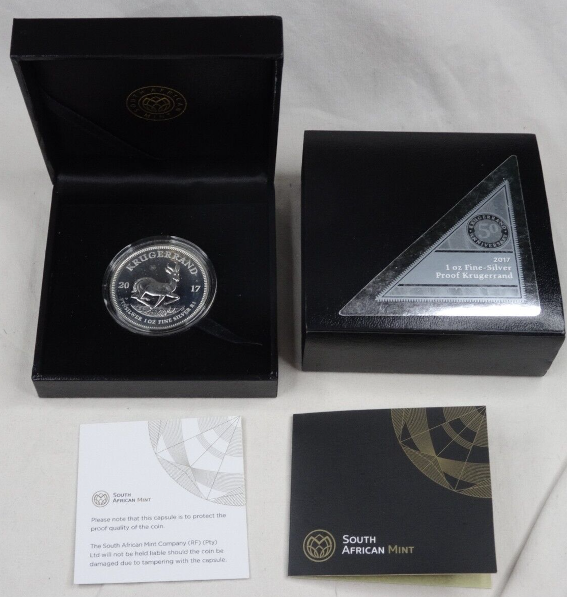 2017 South Africa Krugerrand Proof 1 Oz Silver 50th Privy Box & COA OGP ...