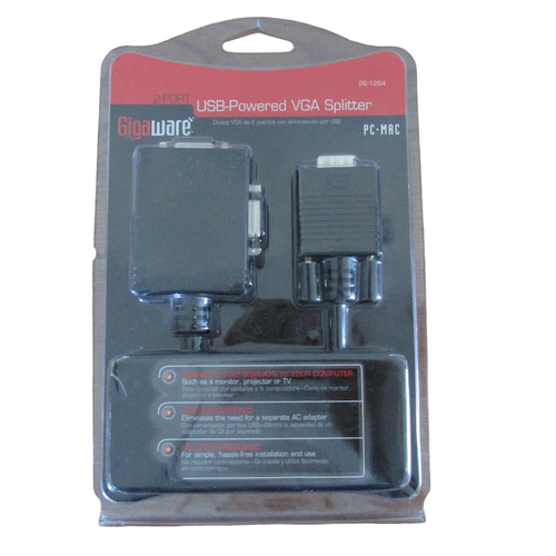 Gigaware 2-Port USB-Powered VGA Splitter 26-1264, 2601264 NEW | eBay