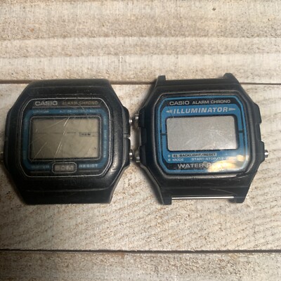 Casio W-71 & Watch F-105 Men Digital Alarm Chronograph Watch Vintage ...