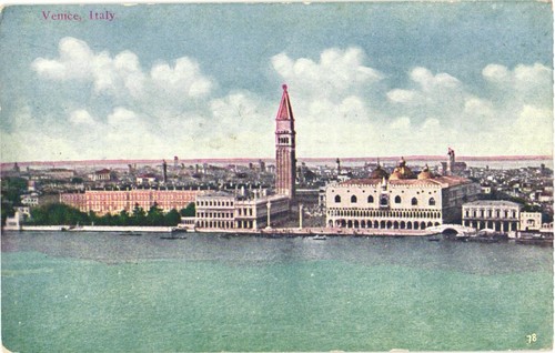 Panorama of The City of Venice Italy, The Fortified City, The Campanile ...