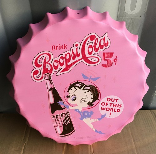 Betty Boop Boopsi Cola 13'' Metal Bottle Cap Sign retro vintage round ...