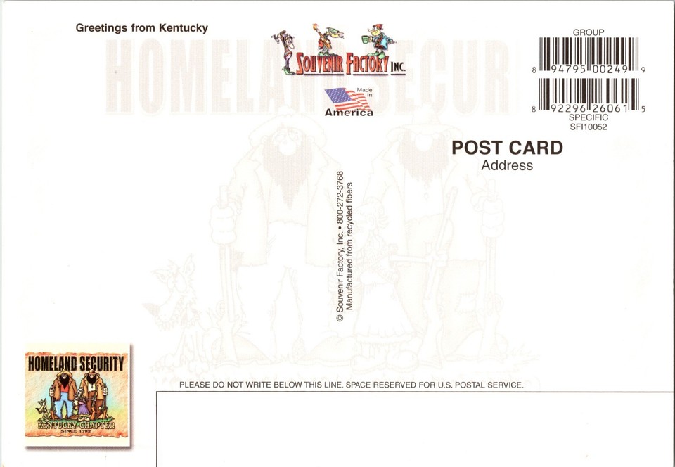 Postcard Homeland Security Kentucky Chapter Cartoon Humor Card ...