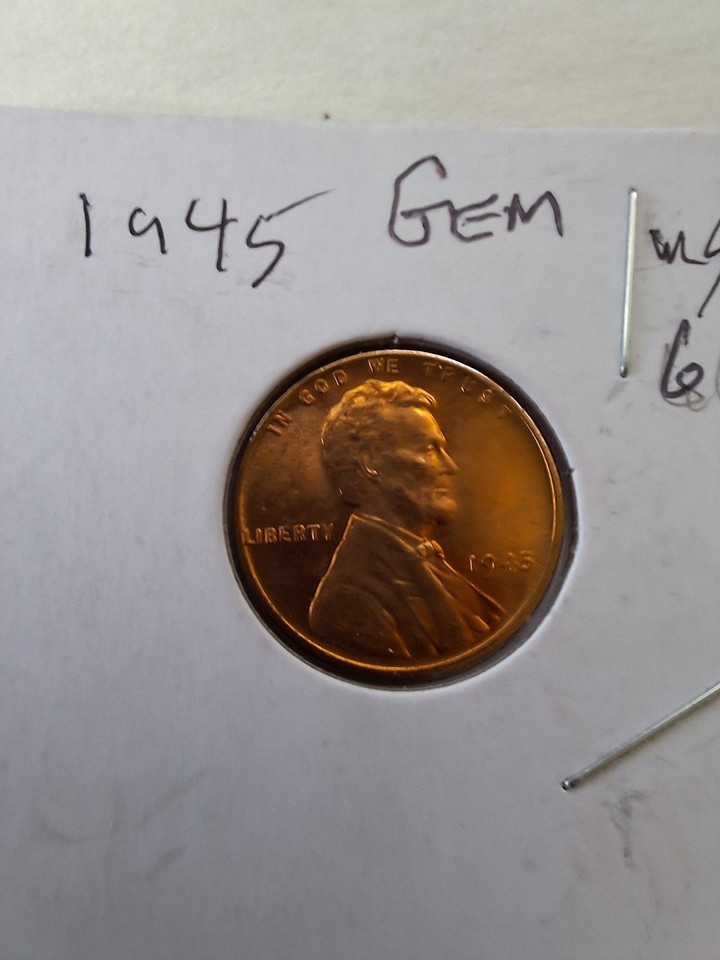 1945 BU LINCOLN CENT NICE RED UNC. COIN WILL GRADE HIGH WOW WITH FREE ...