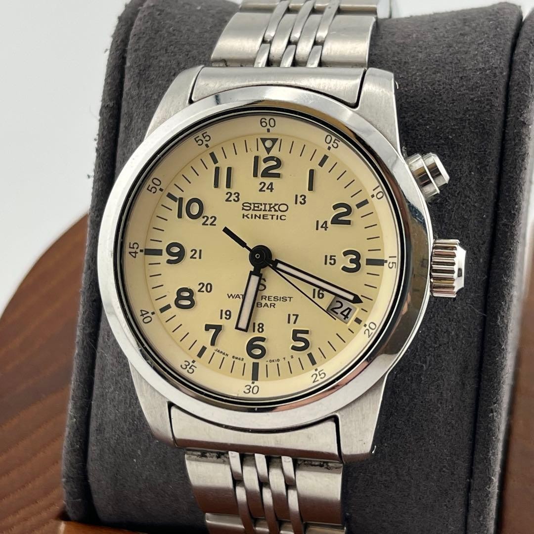 SEIKO Kinetic Watch 5M42 0G20 Ivory Mens Vintage Form… - Gem