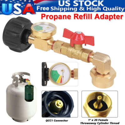 Propane Refill Adapter with Valve and Gauge, Fill 1 Lb Bottles From 5 ...