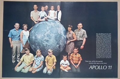 1969 APOLLO 11 Astronaut Family Epochal Moon NASA Team Vintage Poster ...