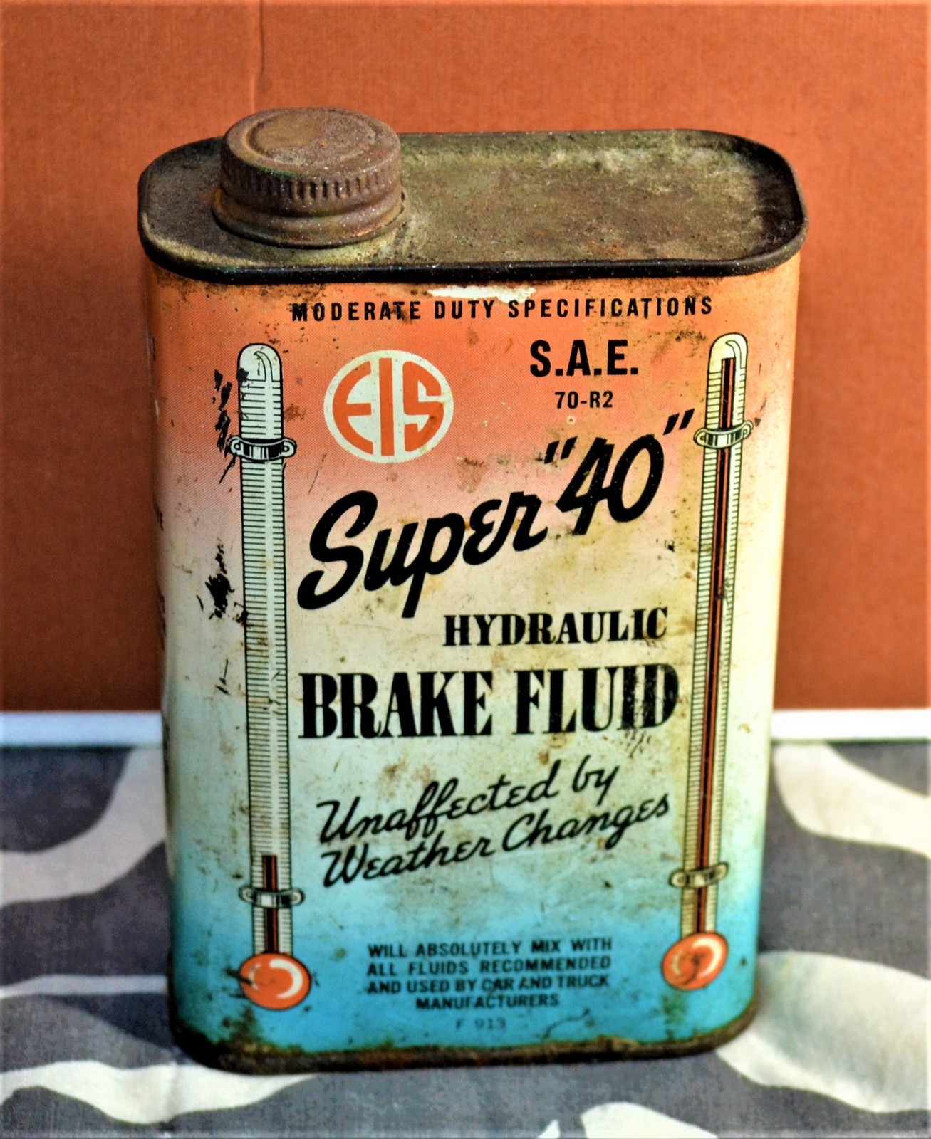 VTG 1930s Super 40 Hydraulic Brake Fluid Can 1 Pint Great Graphics | eBay