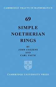 NEW BOOK Simple Noetherian Rings by John Cozzens , CArl Faith (2009) 9780521092999 | eBay
