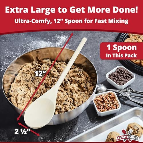 Pro Grade Super Comfy Wooden Spoon 1 Pc Set. Heavy Duty Wood Spoons for ...