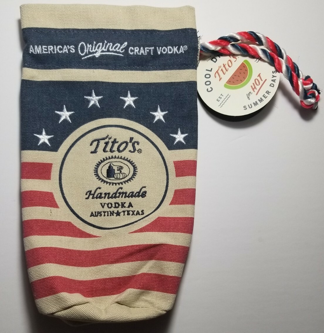 NEW Tito's Vodka American Flag Bottle Bag Limited Edition 10.5" x 5.5 ...
