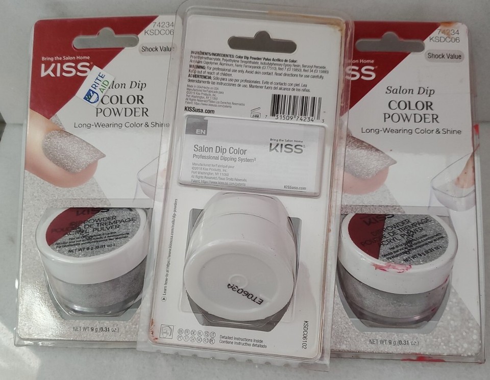 3- Kiss Salon Dip Color Powder #74234 KSDC06 SHOCK VALUE 731509742343| eBay