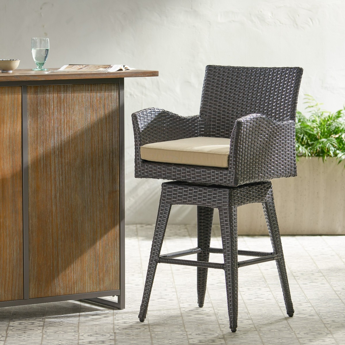 Outdoor Wicker Bar Stools Outsunny 5 Pieces Bar Height Patio