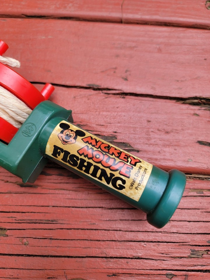 Vintage Walt Disney Kids Mickey Mouse Fishing Rod Pole By Hg Toys w ...