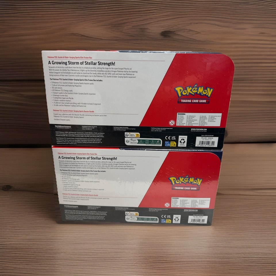 Pokemon Surging Sparks ETB & Booster Bundle Costco 2-pack Factory ...
