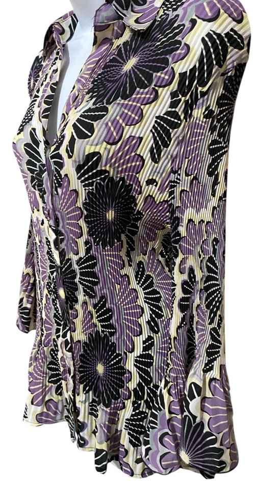 Notations Womens Floral Print Button-Up Blouse With Bell Sleeves 1X ...