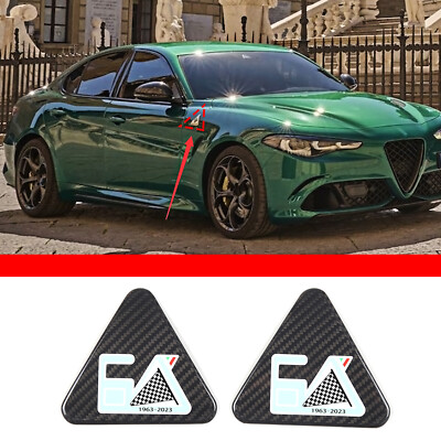 Side Fender Stickers Emblems Badges Dry Carbon For Alfa Romeo Giulia ...