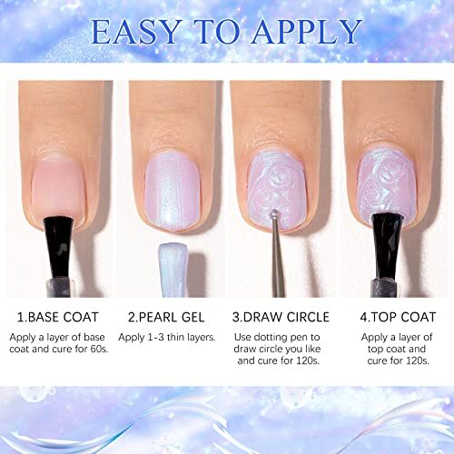 MIZHSE Pearl Gel Nail Polish Glitter Drawing Mermaid Gel Polish Shell ...