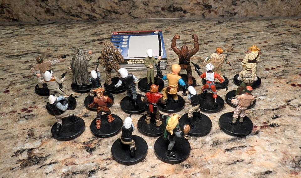 WOTC Star Wars Miniatures - Rebel Army Set - 20 Figures w/ Cards | eBay