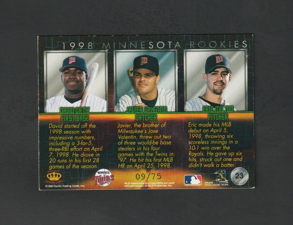 1998 Rising Stars OMEGA RED David Ortiz RC ~ HOF 2022 ~~ ULTRA RARE #9/ ...