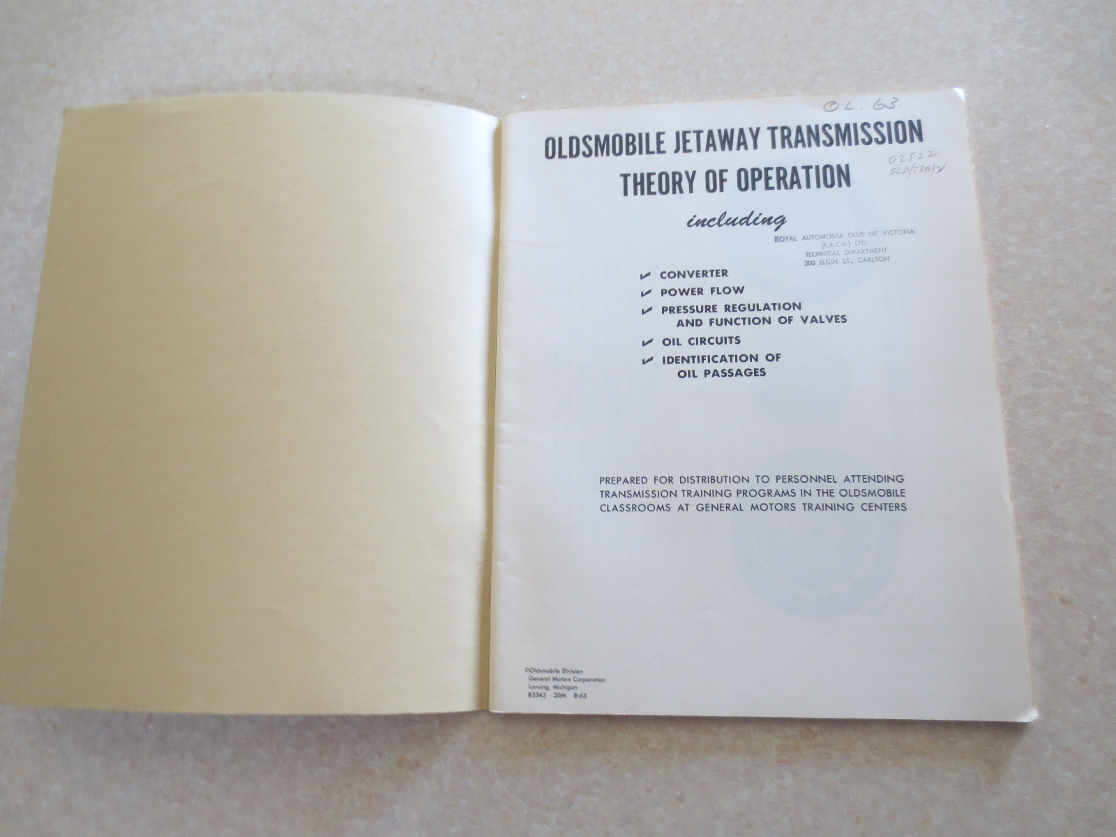 1963 Oldsmobile Jetaway Transmission Theory of Operation Mechanics ...