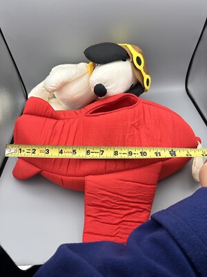 Vintage 1968 Peanuts Red Baron Snoopy Plush Airplane Cap Yellow Scarf ...