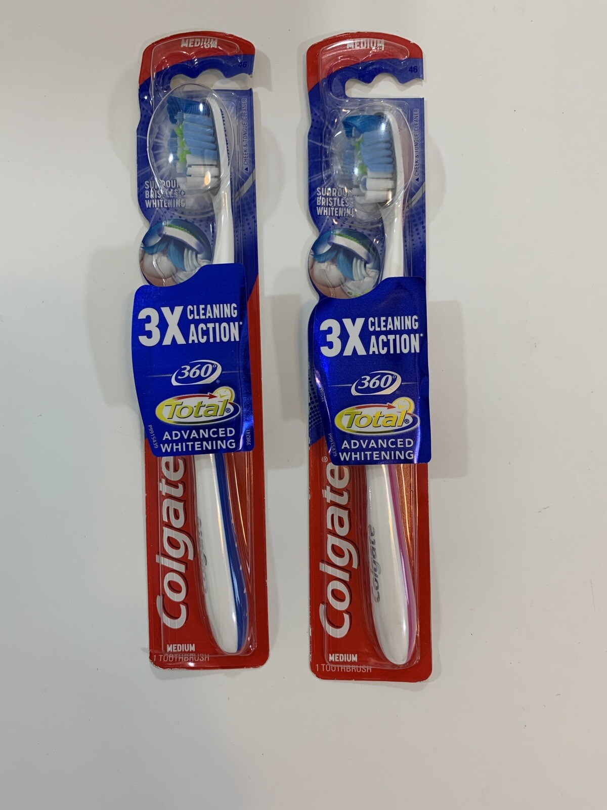 2 COLGATE 3X Cleaning ACTION 360 Total Advanced Whitening Toothbrush ...