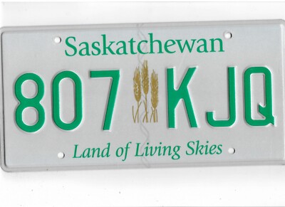 SASKATCHEWAN passenger license plate "807 KJQ" | eBay