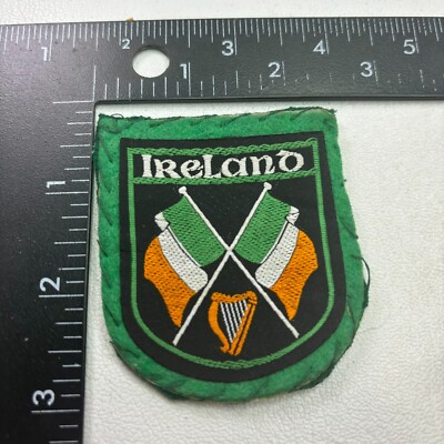 Vintage Woven Front w/ Felt Back Harp & Crossed Flags IRELAND Patch ...