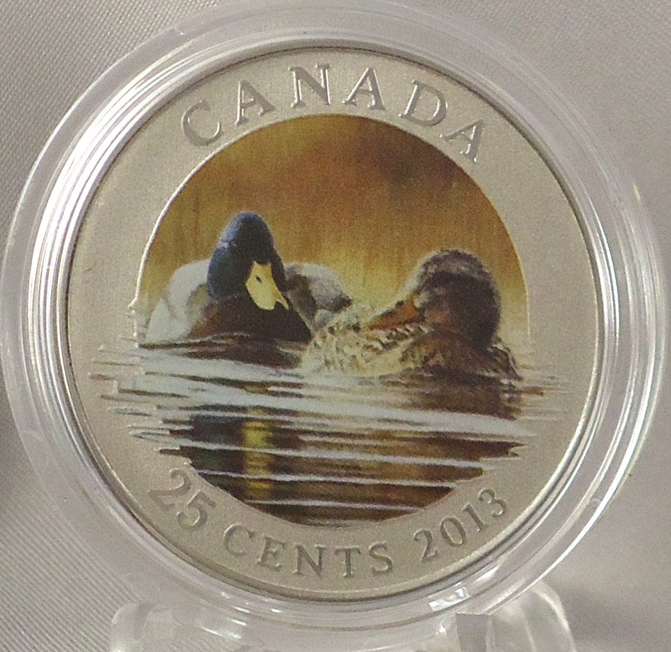 2013 25-cents Mallard Duck Mating Pair Full Color Specimen Coin, Ducks ...