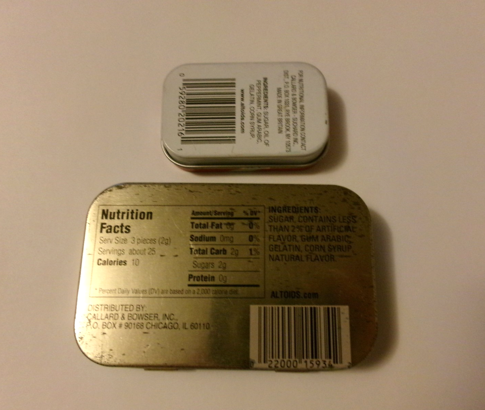 2 Altoids Original Celebrated Wintergreen & Tiny Tin Peppermint Empty ...