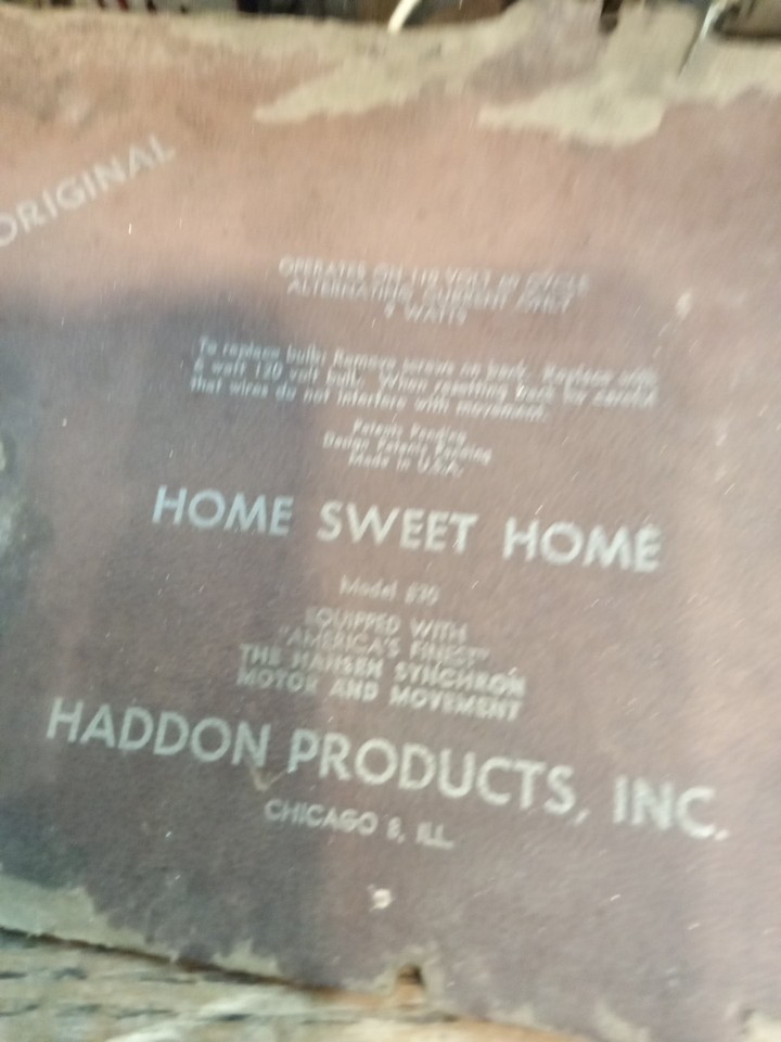 Antique Haddon Home Sweet Home Clock Parts Only See Pics Not Working | eBay