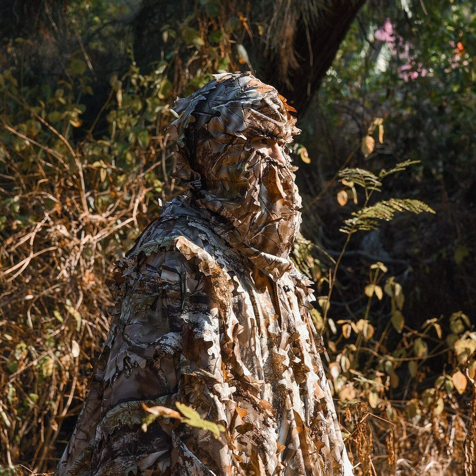 Ghillie Face Mask 3D Leafy Ghillie Camo Full Cover Headwear Hunting ...