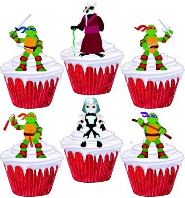 Ninja Turtles Stand Up Teenage Mutant Cup Cake Toppers Edible Party ...
