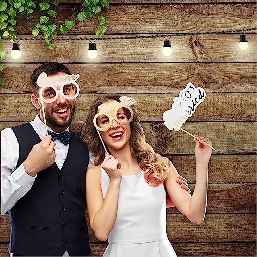 60pcs Fully Assembled Wedding Photo Booth Props Prop Stand Gold Signs ...