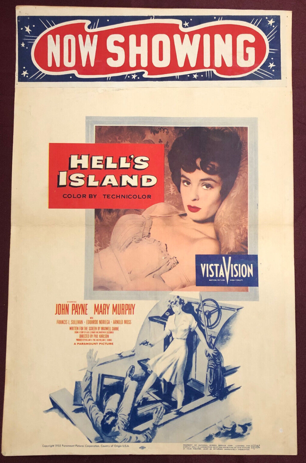 HELL'S ISLAND WINDOW CARD MOVIE POSTER 1955 JOHN PAYNE MARY MURPHY | eBay