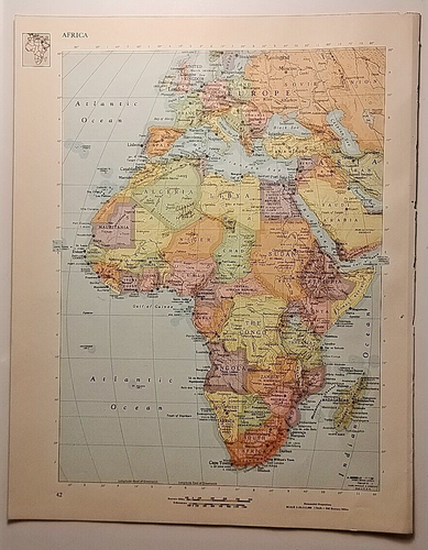 Vintage AFRICA Atlas Map 1965 MSM Rand McNally Cosmopolitan World Atlas ...