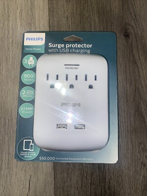Philips Surge Protector 3 Outlets With 2 USB Charging Ports for phones ...