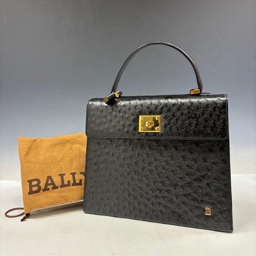 BALLY Handbag Gold Hardware Genuine Leather Black W/ Bag From Japan | eBay