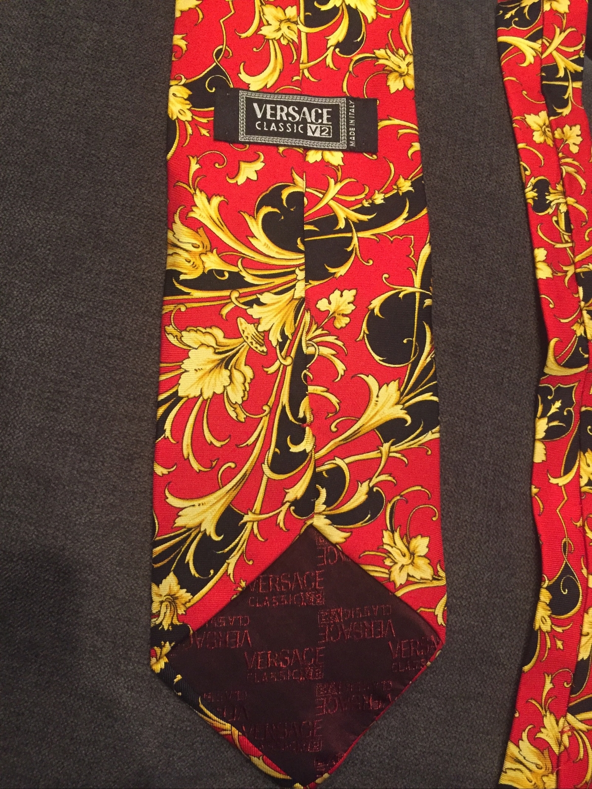 Vintage 90s Versace Classic V2 Red Black And Gold Bar… - Gem