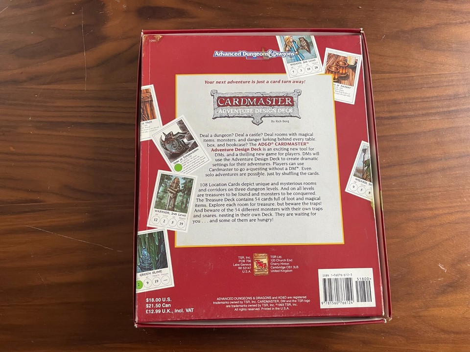TSR Cardmaster Adventure Design Deck Box 1090 - Complete | eBay