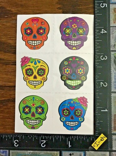 DAY OF THE DEATH, ONE SHEET WITH 6 TEMPORARY TATTOOS BEAUTIFUL DESIGN# ...