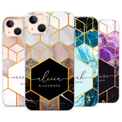Personalised case For iPhone Marble XR XS Max 14 11 12 13 15 Phone ...