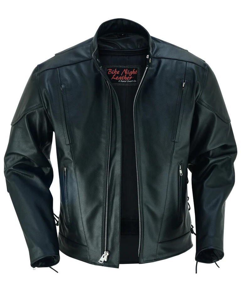 Café Racer Men's Black Cruiser Leather jacket Genuine Buffalo Skin ...