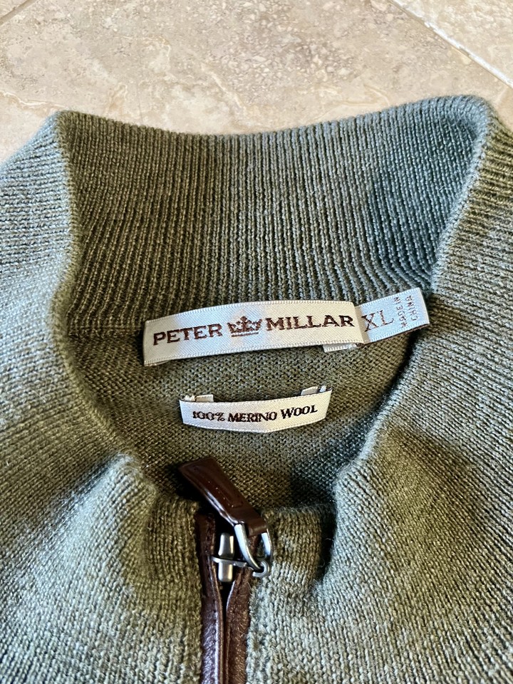 Peter Millar Green XL Merino Wool Quater Zip Pullover Used | eBay