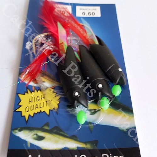 Jumbo Hokkai Rig 3 Size 7/0 Hooks Sea Fishing Tackle Rigs Lures Cod ...