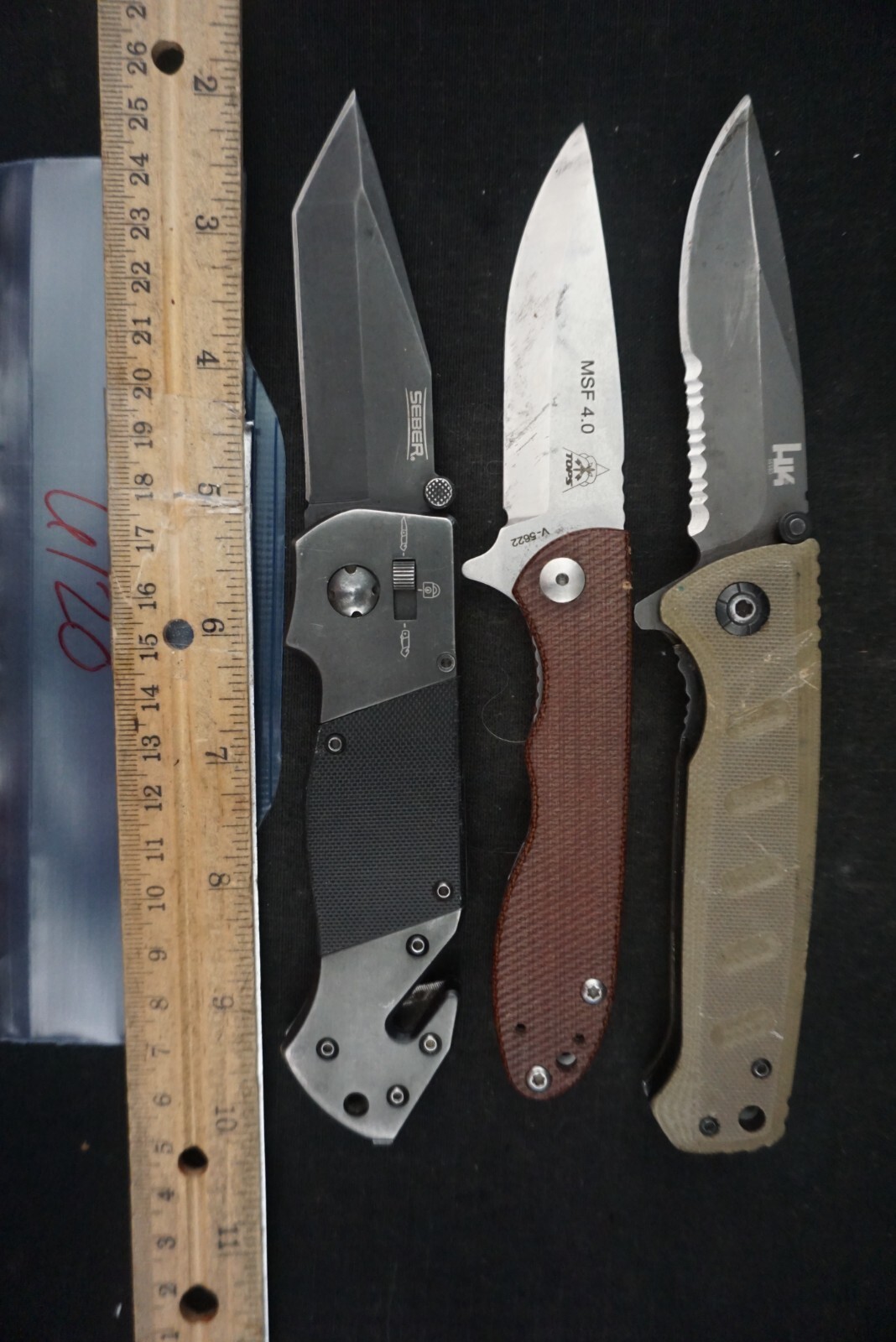 6120 Three assorted pocket knives: Seber, Tops & HK | eBay