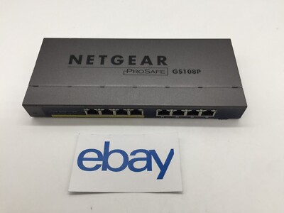 Netgear ProSafe GS108P 8-Port Gigabit PoE Ethernet Switch FREE S/H ...