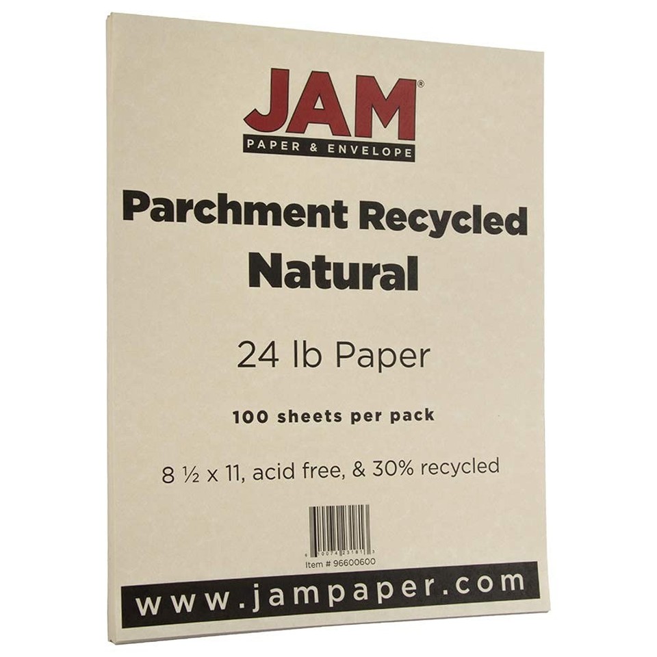 Parchment 24lb Paper - 90 gsm - 8.5 x 11 - Natural Recycled - 100 ...