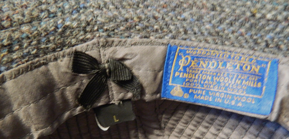 Vtg Men's Pendleton Wool Fedora Bucket Hat Plaid Tweed Gray USA Large L ...